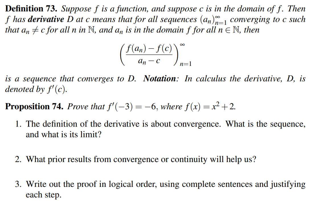 Solved Definition 73. Suppose f is a function, and suppose c | Chegg.com