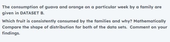 Solved 6 5 2 4 2 DATASET B Number of guava Number of orange | Chegg.com