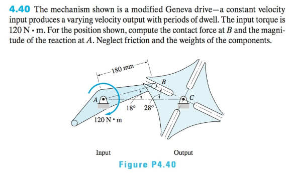Solved 4.40 The mechanism shown is a modified Geneva drive-a | Chegg.com