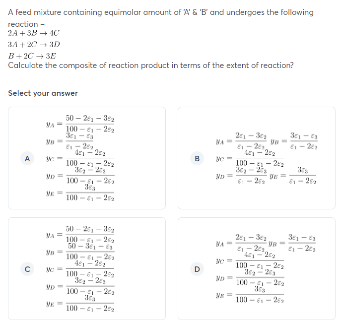 Solved A feed mixture containing equimolar amount of 'A' & | Chegg.com