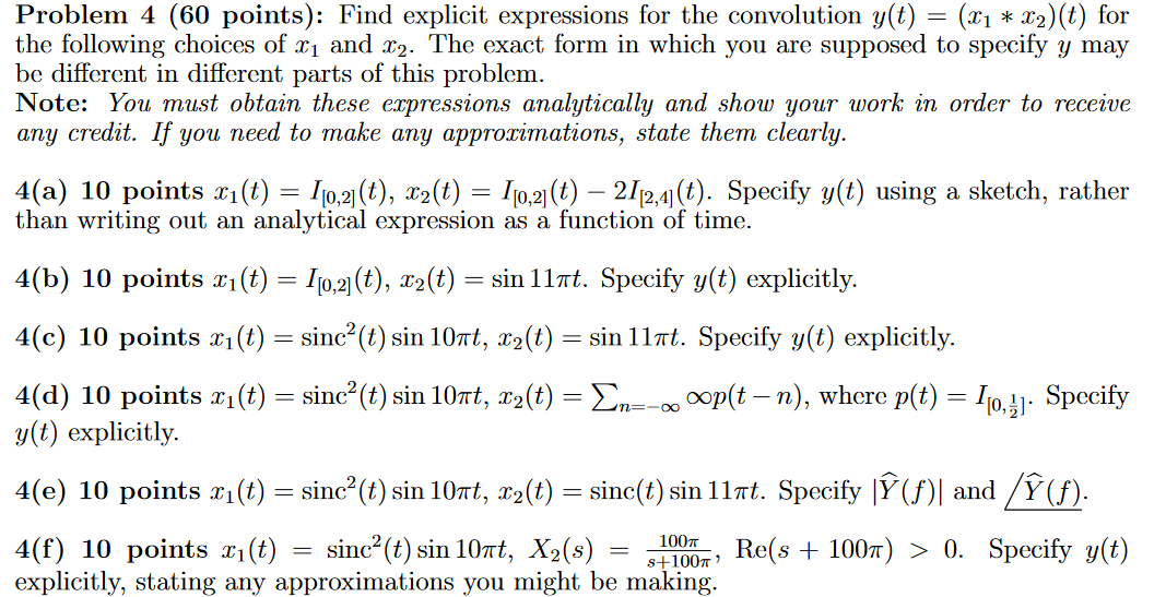 Solved Problem 4 (60 points): Find explicit expressions for | Chegg.com