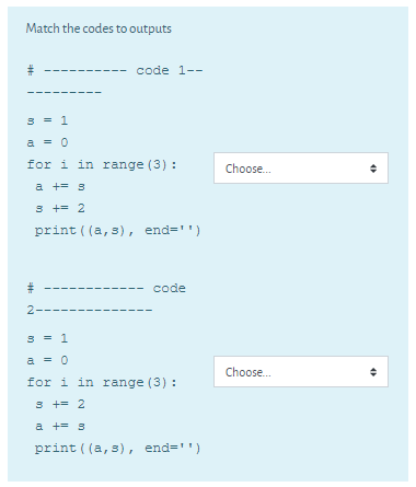 Solved Match the codes to outputs # code 1-- Choose... 3 = 1 | Chegg.com
