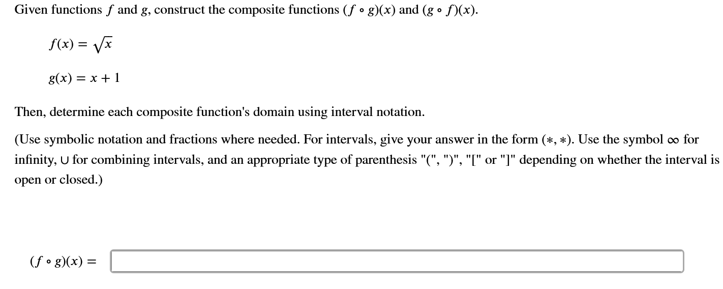 Solved Given functions f ﻿and g, ﻿construct the composite | Chegg.com