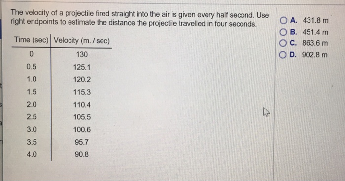 Solved The velocity of a projectile fired straight into the | Chegg.com