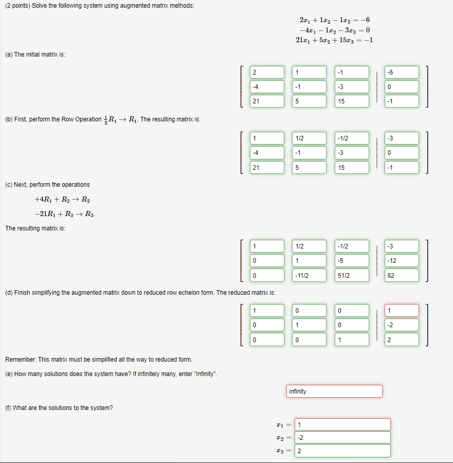 Solved "Solve the following system using augmented matrix | Chegg.com