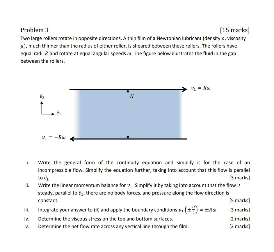 Solved [15 marks] Problem 3 Two large rollers rotate in | Chegg.com