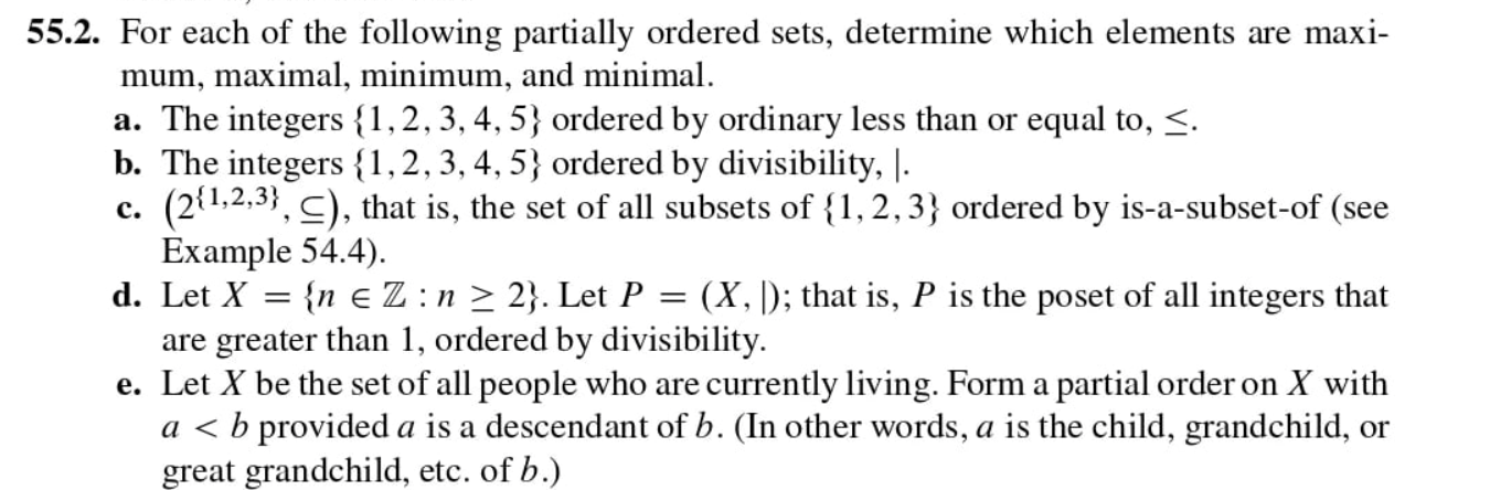 Solved 55.2. For each of the following partially ordered | Chegg.com