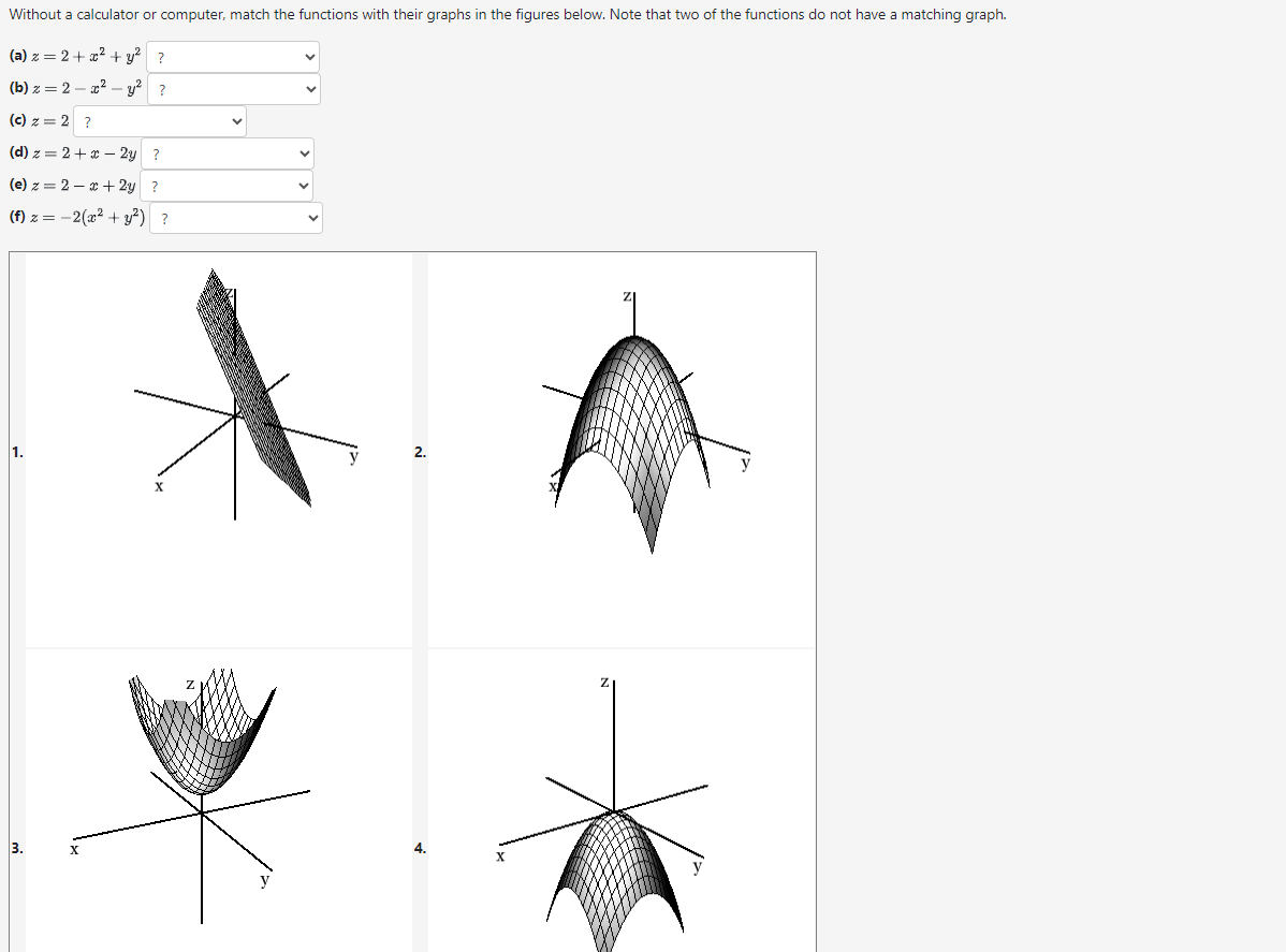 Solved #4-1 ﻿Without a calculator or computer, match the | Chegg.com