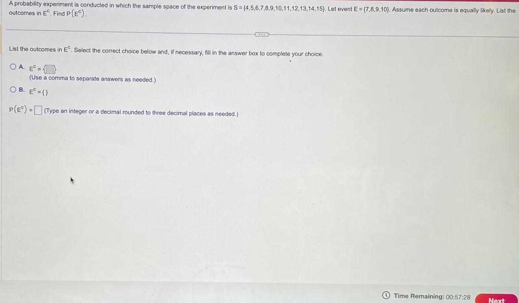 Solved A probability experiment is conducted in which the | Chegg.com