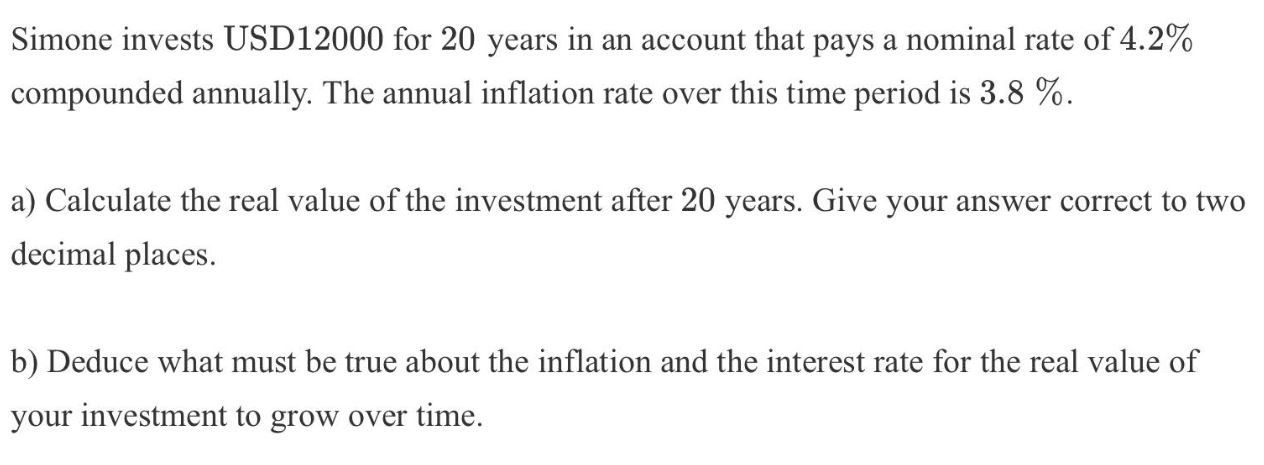 Solved Simone invests USD12000 ﻿for 20 ﻿years in an account | Chegg.com