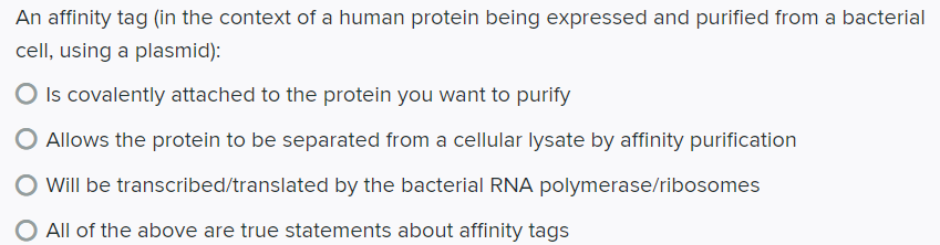 Solved An affinity tag (in the context of a human protein | Chegg.com