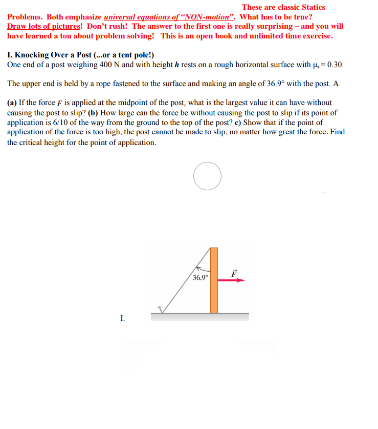 Solved These are classic Statics Problems. Both emphasize | Chegg.com