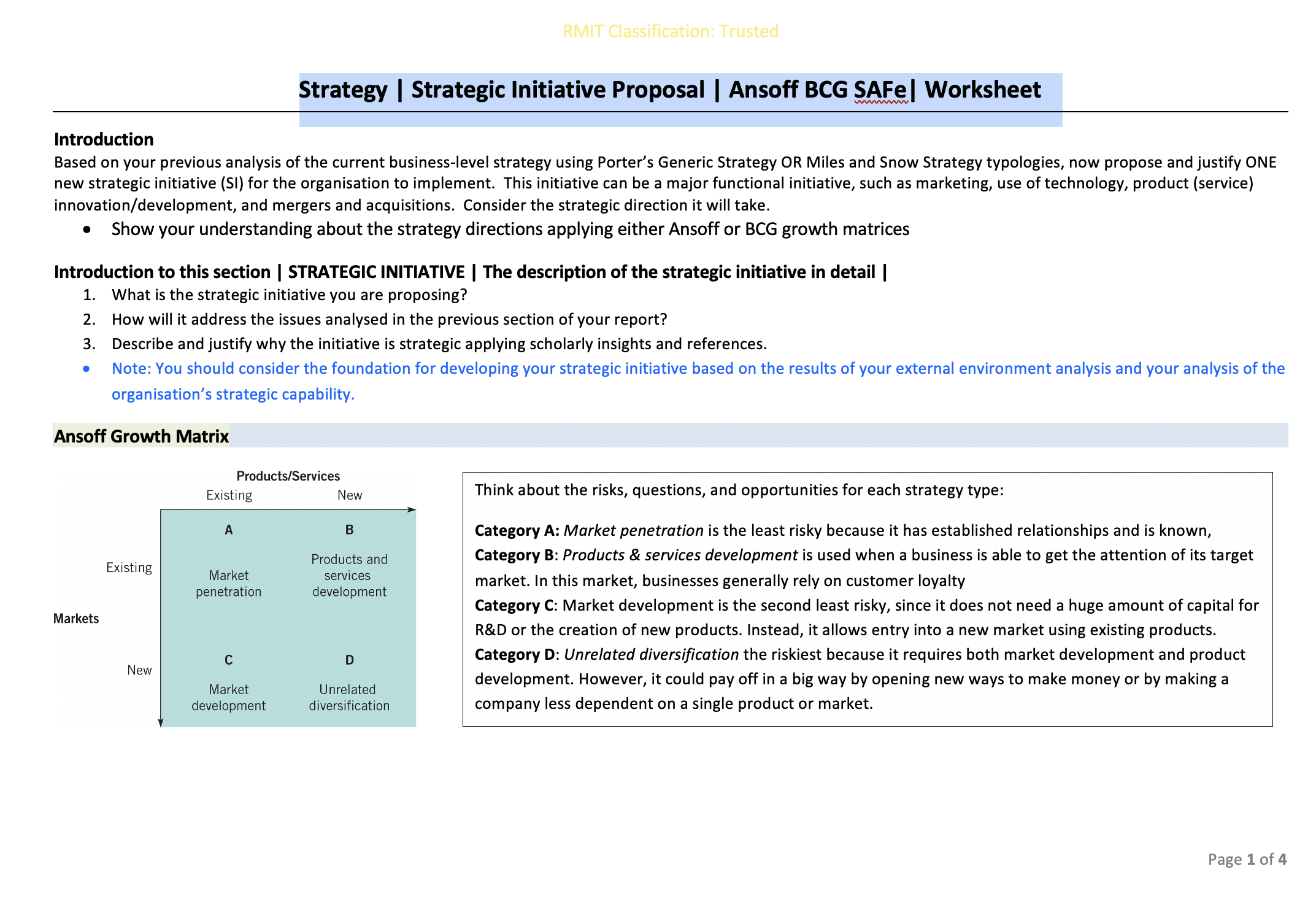 Solved propose and justify 1 new strategic iniative for | Chegg.com