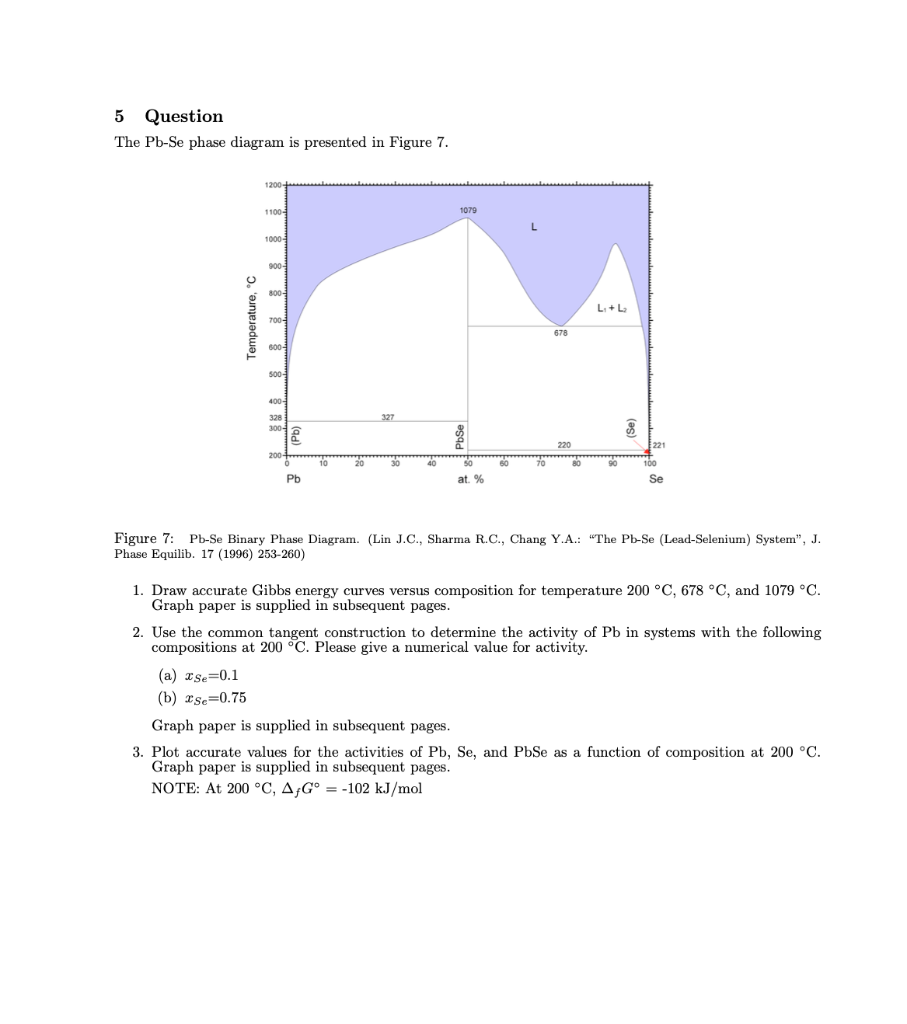 5 Question The Pb-Se phase diagram is presented in | Chegg.com