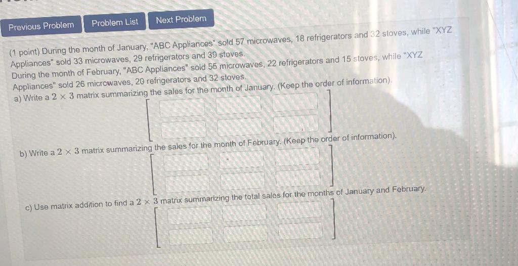 Solved Problem List Next Problem Previous Problem (1 point) | Chegg.com