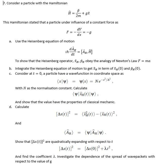 5. Consider a particle with the Hamiltonian н = p + | Chegg.com