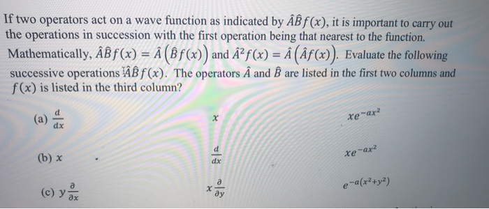 Solved If Two Operators Act On A Wave Function As Indicated 2972