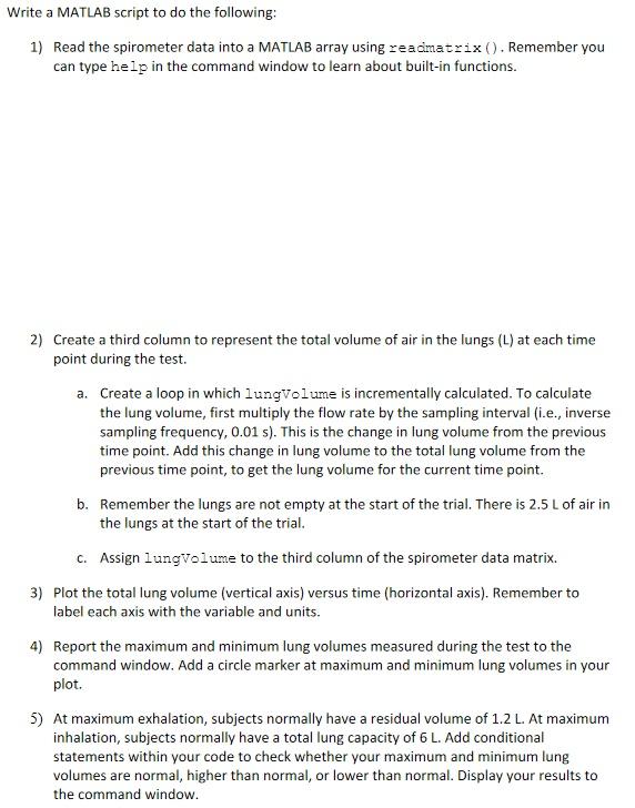 Write a MATLAB script to do the following: 1) Read | Chegg.com