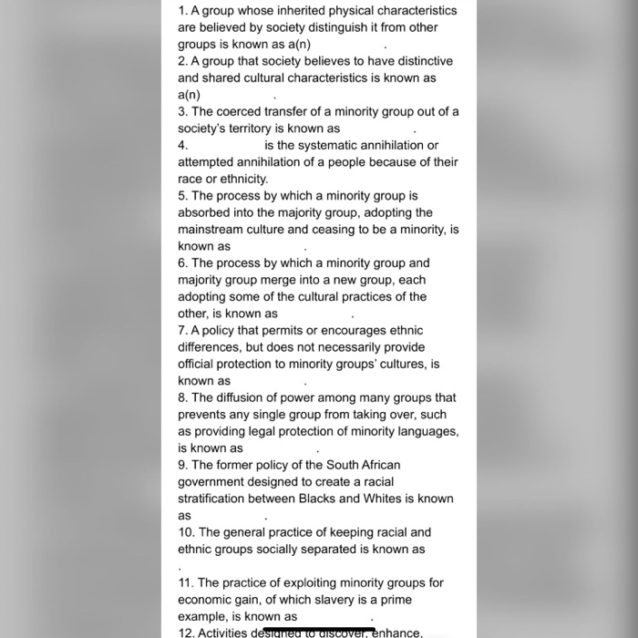 Solved 1. A group whose inherited physical characteristics | Chegg.com