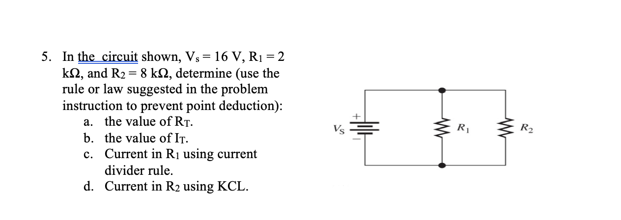 Solved 4. In the circuit shown, Vs=12 V,R1= 1kΩ, and R2 is | Chegg.com