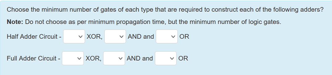 Solved Choose the minimum number of gates of each type that | Chegg.com
