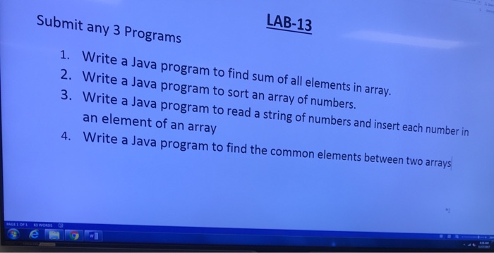 Solved LAB-13 Submit any 3 Programs 1. Write a Java program | Chegg.com