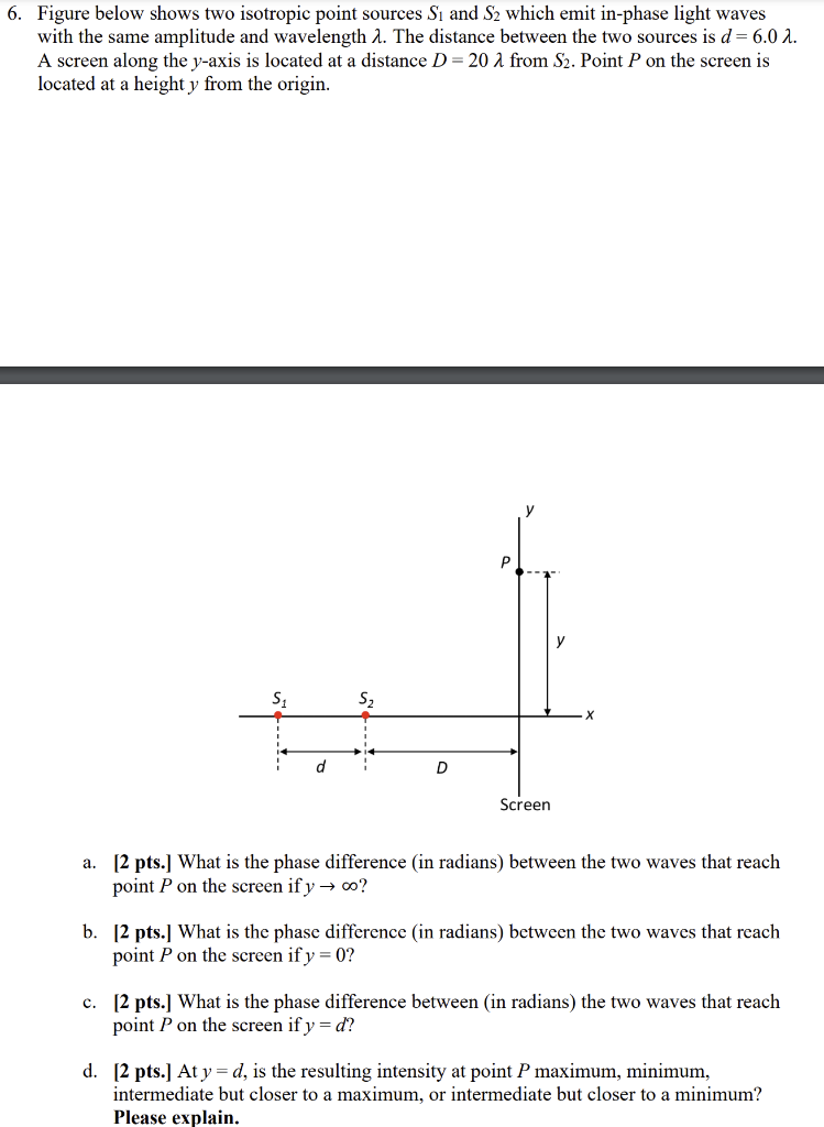 Solved 6. Figure below shows two isotropic point sources Si | Chegg.com