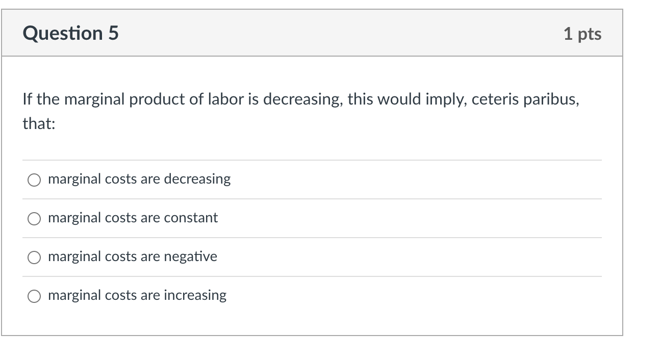 Solved If the marginal product of labor is decreasing, this | Chegg.com