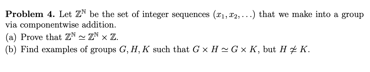 Solved Problem 4. Let ZN be the set of integer sequences | Chegg.com