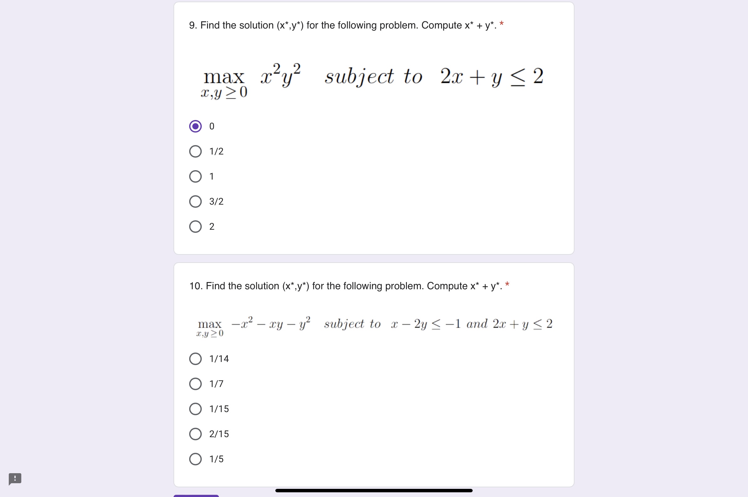 Solved 9. Find the solution (x∗,y∗) for the following | Chegg.com