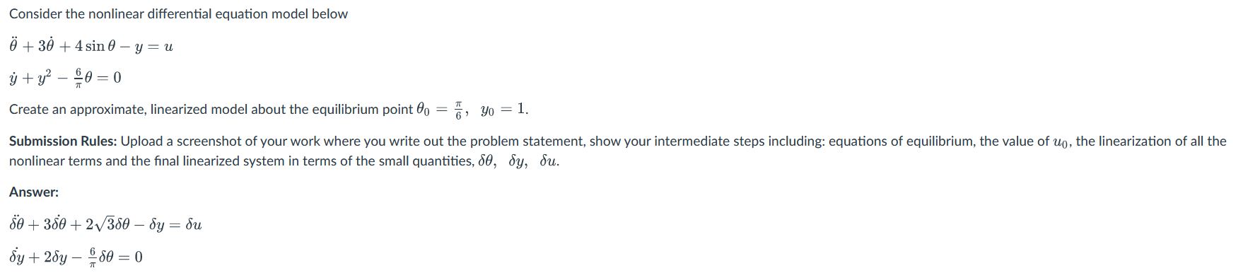Solved Consider the nonlinear differential equation model | Chegg.com