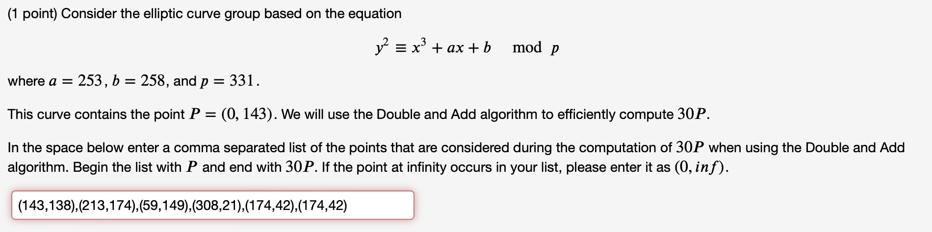 Solved can you help with this one thank you(1 ﻿point) | Chegg.com