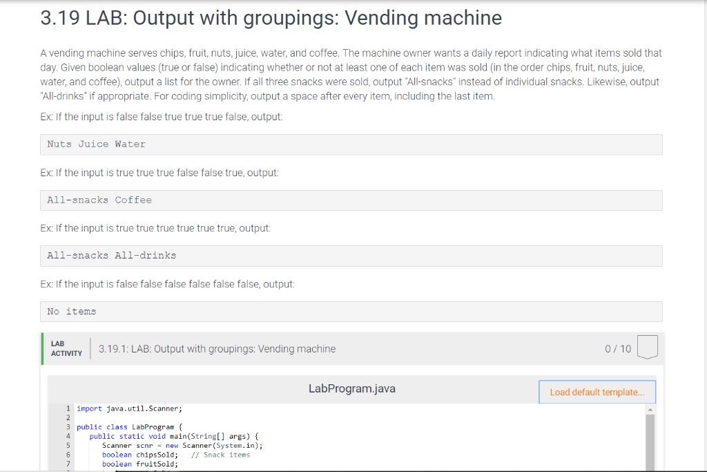 Solved 3.19 LAB: Output with groupings: Vending machine A | Chegg.com Solved 3.19 LAB: Output with groupings: Vending machine A | Chegg.com