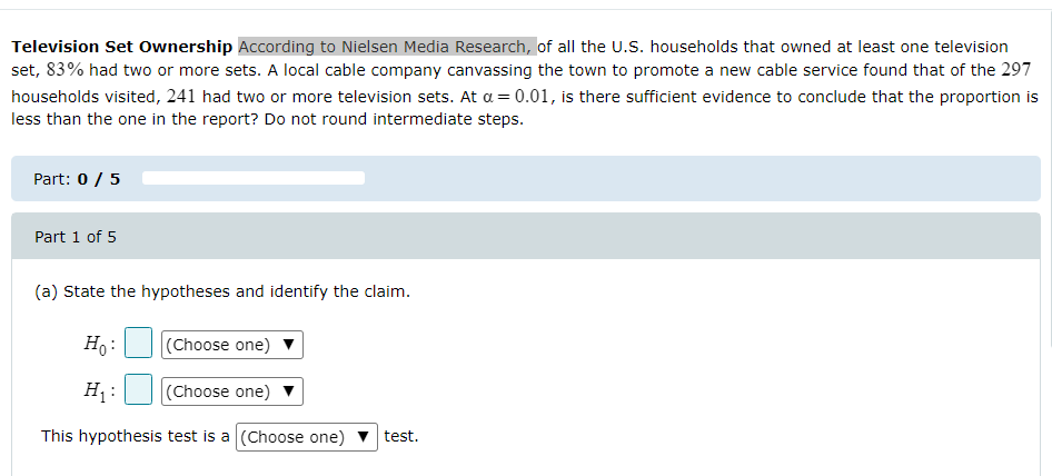 Solved Television Set Ownership According to Nielsen Media | Chegg.com