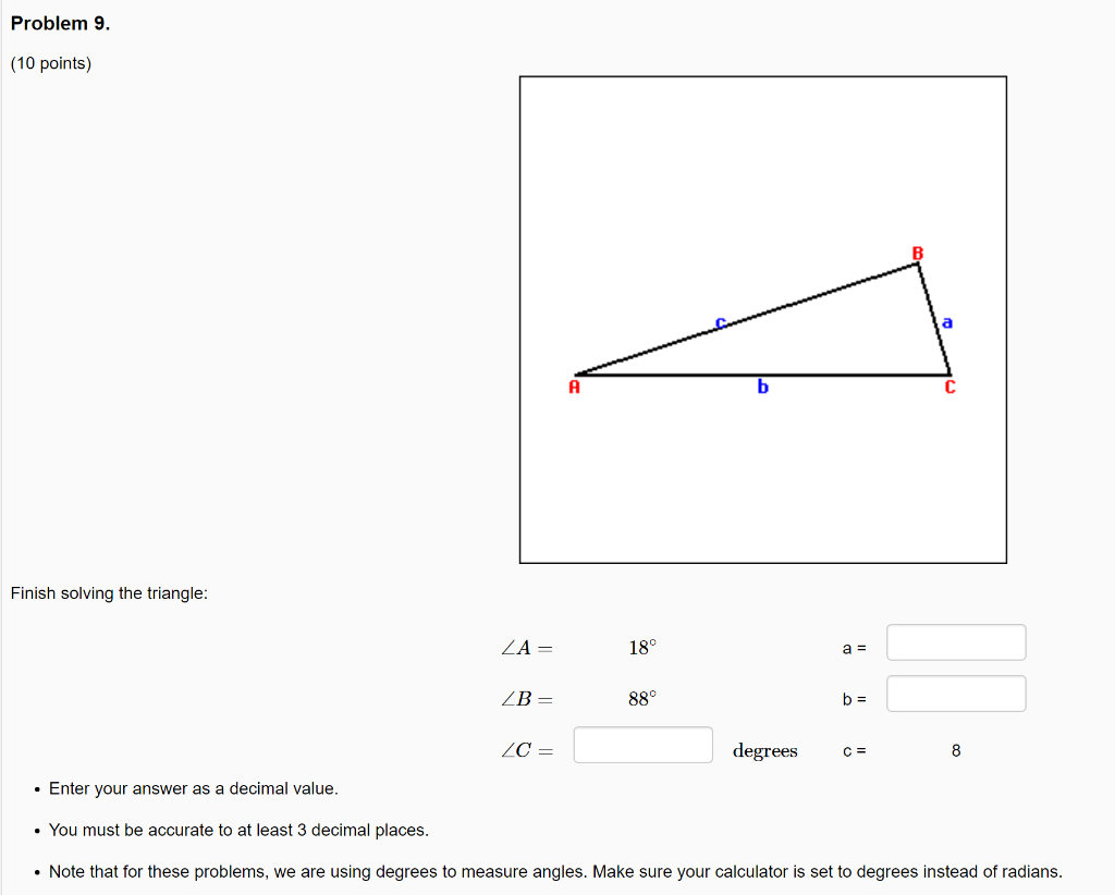 Solved Problem 9. (10 points) A b C Finish solving the | Chegg.com