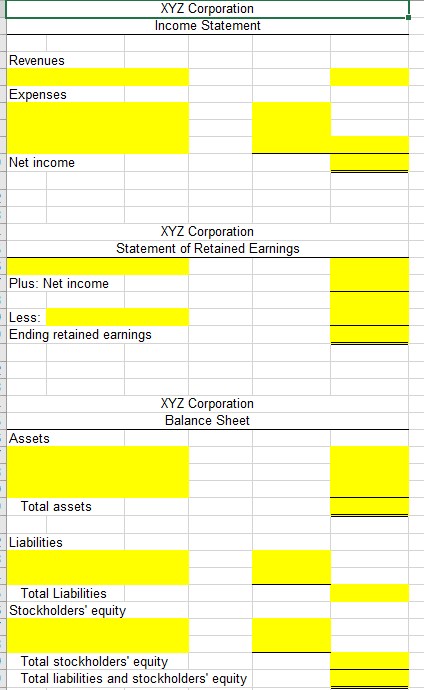 Solved Prepare XYZ Corporation's income statement, statement | Chegg.com
