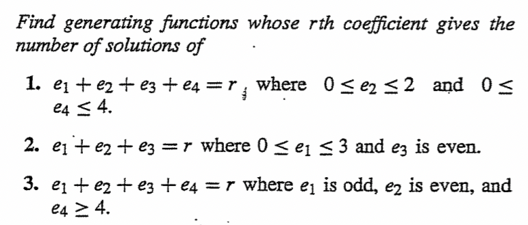 Solved Find Generating Functions Whose Rth Coefficient Gives 9750