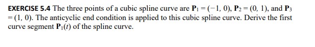 Solved EXERCISE 5.4 The three points of a cubic spline curve | Chegg.com