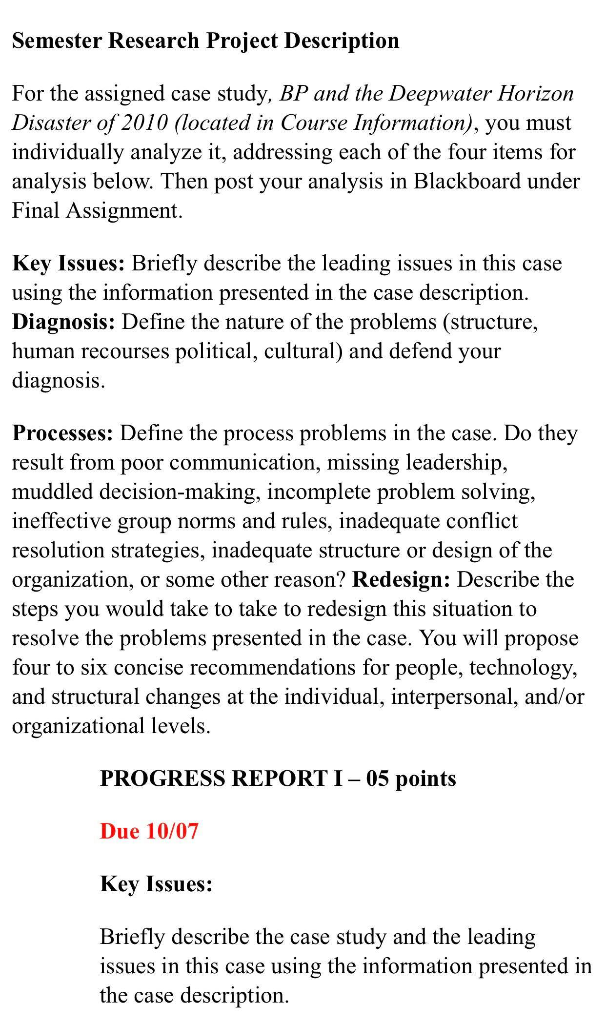 Semester Research Project Description For the | Chegg.com