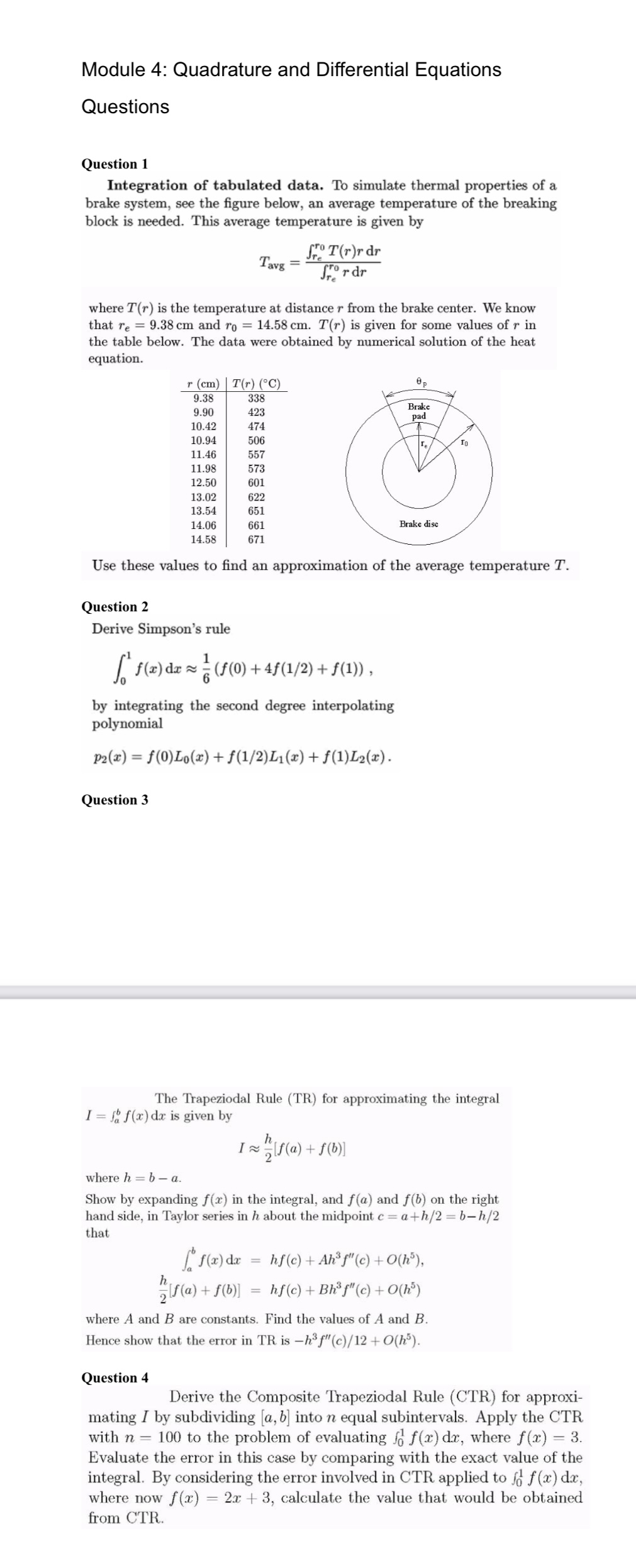 Solved Module 4: Quadrature and Differential Equations | Chegg.com