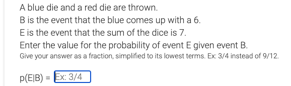Solved A blue die and a red die are thrown. B is the event | Chegg.com