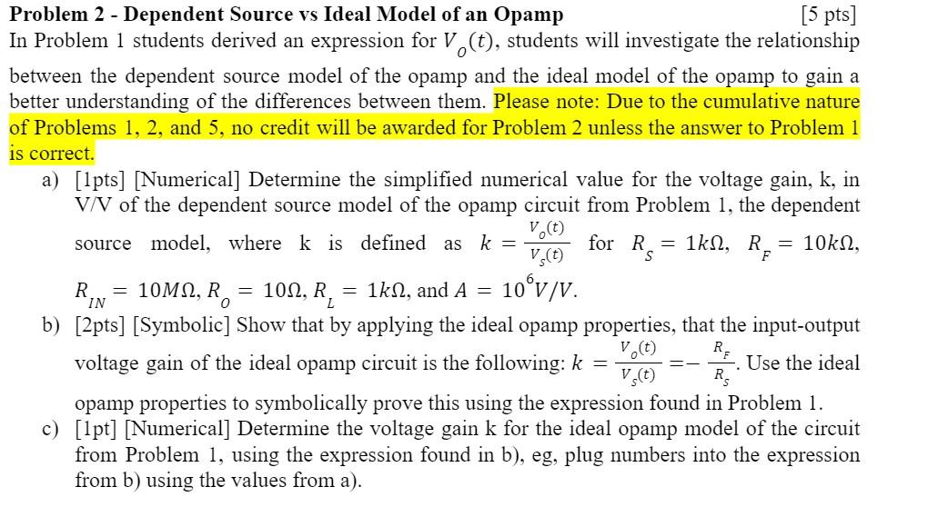 Solved Problem 2 - Dependent Source vs Ideal Model of an | Chegg.com