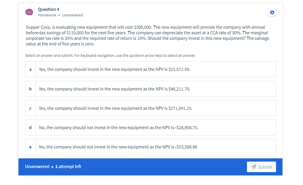 Solved Question 4 Homework – Unanswered Supper Corp. is | Chegg.com