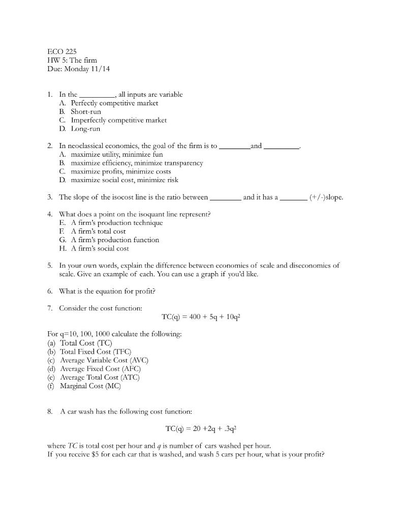 Solved 1. In the , all inputs are variable A. Perfectly | Chegg.com
