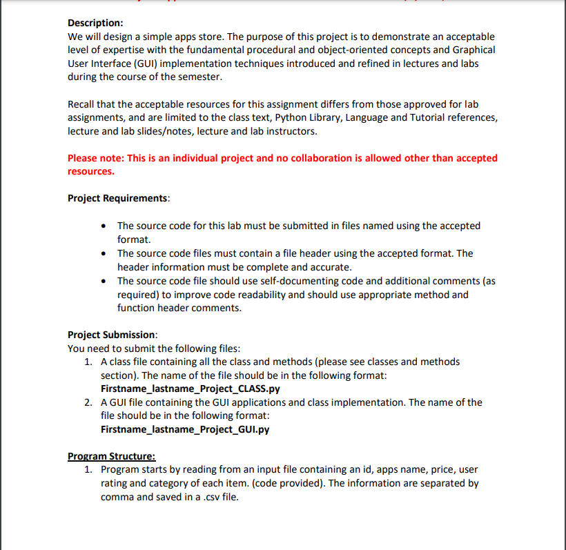 Description: We will design a simple apps store. The | Chegg.com