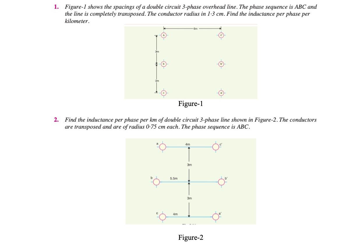 Solved 1. Figure-1 shows the spacings of a double circuit | Chegg.com