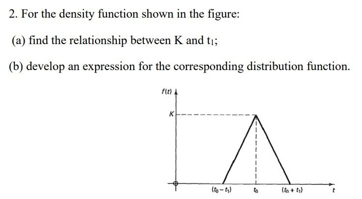 Solved 2. For the density function shown in the figure: (a) | Chegg.com