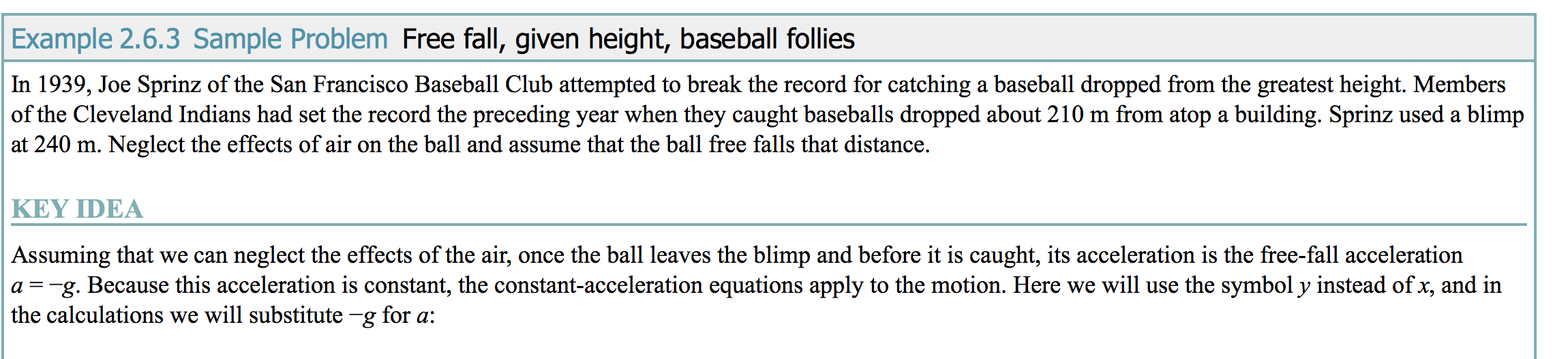 Solved: Example 2.6.3 Sample Problem Free Fall, Given Heig... | Chegg.com