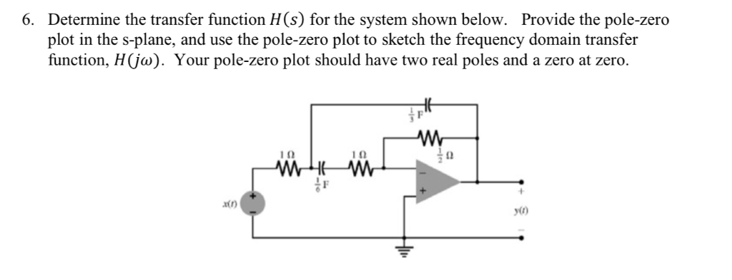 Solved Determine the transfer function H(s) for the system | Chegg.com