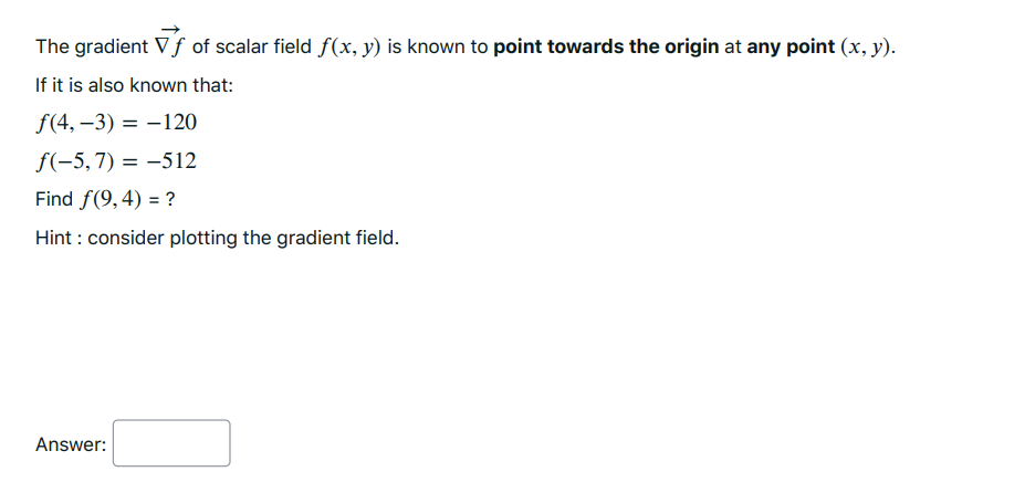 Solved The gradient ∇f of scalar field f(x,y) is known to | Chegg.com
